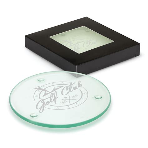 Promotional Round Glass Coasters Set Of 2 Promotion Products