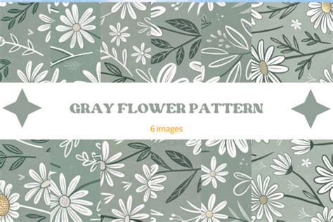 Gray Floral Pattern With Daisy Elements Graphic By Design Vibe