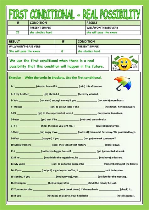 First Conditional Interactive Worksheet Conditional Sentence