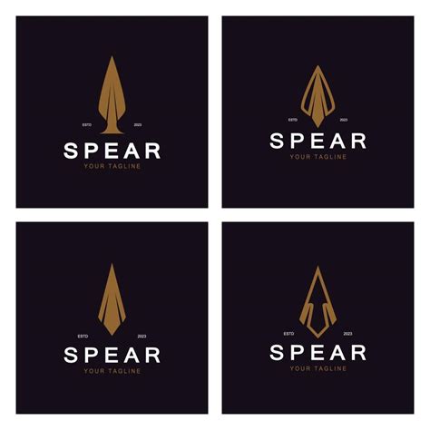 Lance Logo Icône Vecteur Illustration Conception Tête Lance Logo Ancien