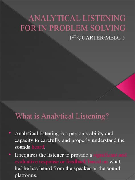 Analytical Listening For in Problem Solving | PDF