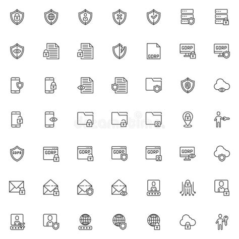 Gdpr Line Icons Set Stock Vector Illustration Of Password 165271057