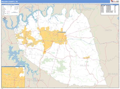 Wilson County Tennessee Zip Code Wall Map Map