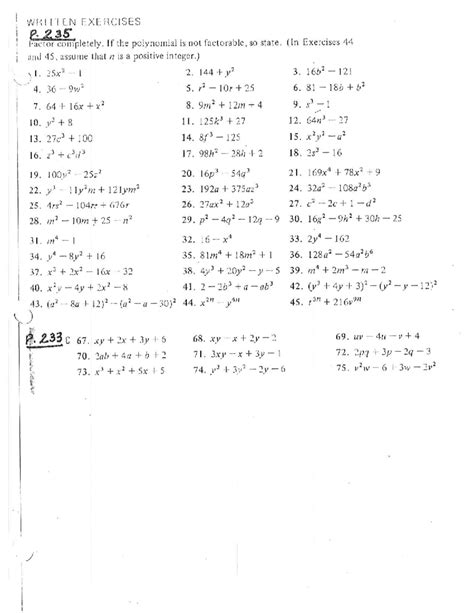 Factoring Worksheet A2 Complete Factorization Exercises Studocu
