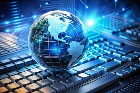 digital world abstract internet background with globe keyboard binary