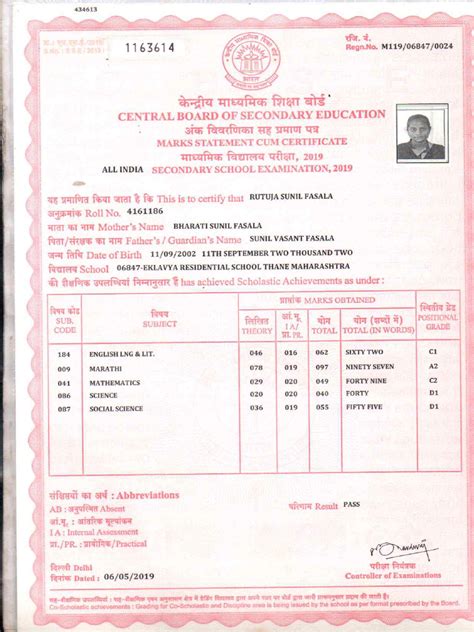 Ssc Icse Cbsc Passing Certificate Mark Sheet Pdf