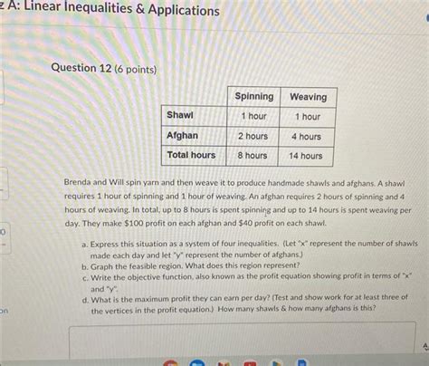 Solved A Linear Inequalities And Applications Question 12 6