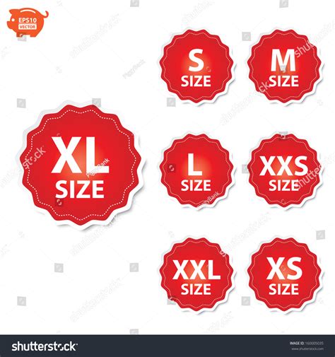 Vector Size Clothing Xl Xxl Xs Xxs S M And L Red Labels Eps Shutterstock