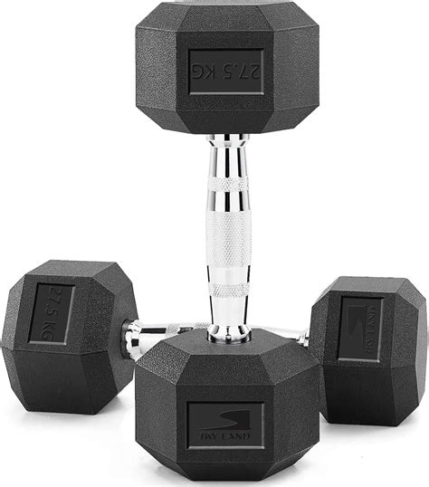Hex Dumbbells 275kg Pair Rubber Coated Cast Iron Weights Top Skyland