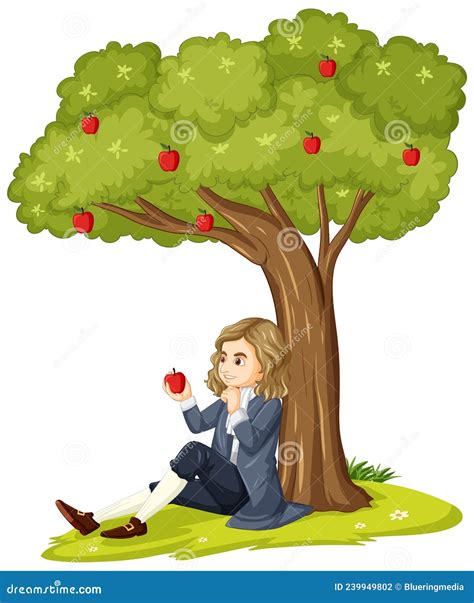 Isaac Newton Cartoon Style Portrait Vector Illustration Cartoondealer
