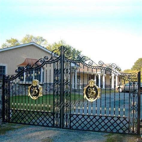 Metal Decorative Garden Gate Double Sliding Driveway Wrought Iron Gates