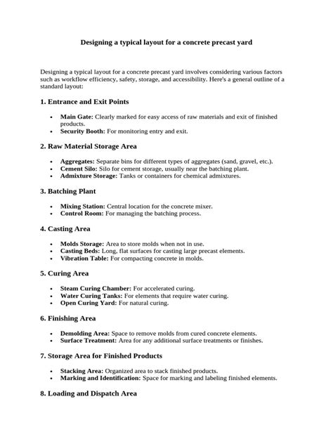 Designing A Typical Layout For A Concrete Precast Yard Pdf