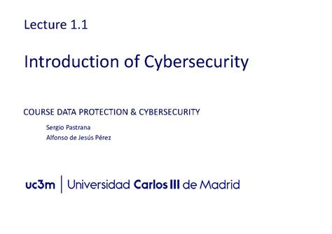 Lecture Principles Of Cybersecurity COURSE DATA PROTECTION CYBERSECURITY Introduction Of