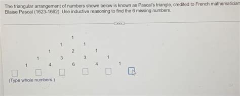 Solved The Triangular Arrangement Of Numbers Shown Below Is Chegg