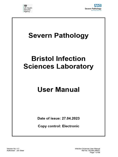 Infection Sciences Laboratory User Manual Apr 2023 Pdf Infection