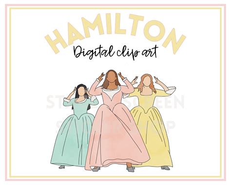 Hamilton Clipart Png Jpeg Watercolor Schuyler Sisters Printable Art