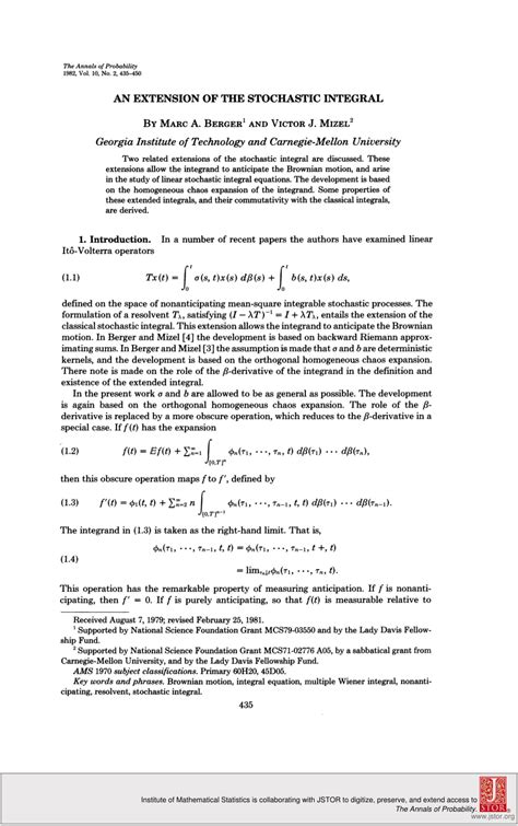 Pdf An Extension Of The Stochastic Integral