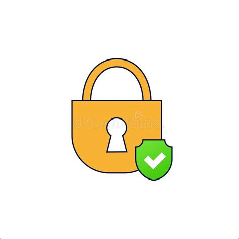 Yellow Padlock With Green Checkmark Stock Vector Illustration Of Unlock Symbol 277755861
