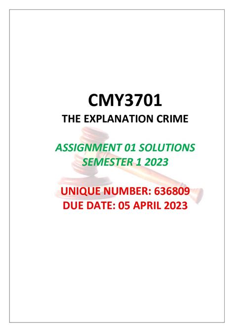 Cmy3701 Assignment 01 Solutions Semester 1 2023 To Be Used As A