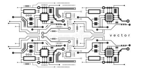Electronic Board Background Processor New Technologies Vector Illustration Stock Vector