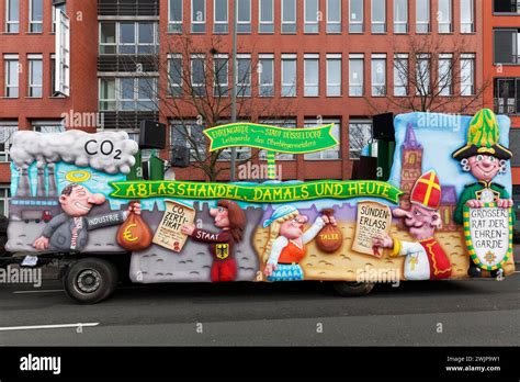 Co2 Certificate Trading And Historical Indulgence Trading Themed Float On The Subject Of