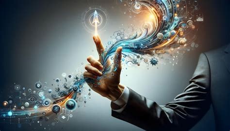 Premium Photo Gesture Of Progress A Hand With Abstract Elements Flowing From Fingertips