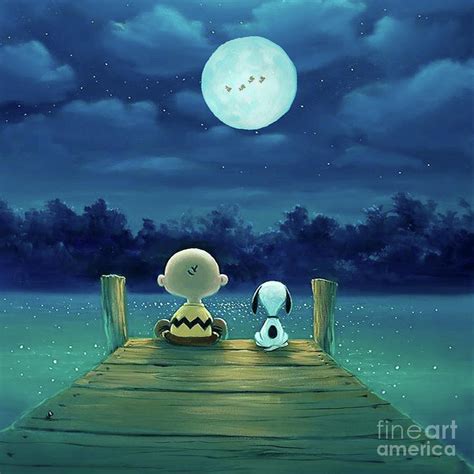 Snoopy With The Angel On Moon