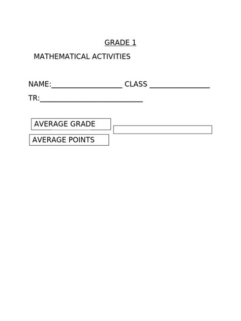 Grade 1 Mathematical Activities Teacher Co Ke Pdf