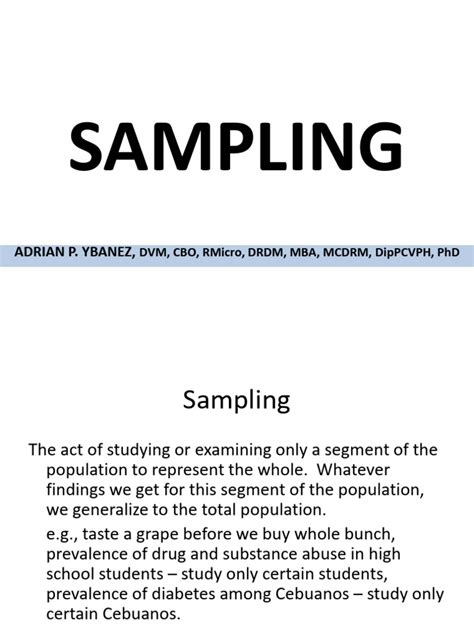 Dvm Sampling Lecture Pdf Sampling Statistics Statistics