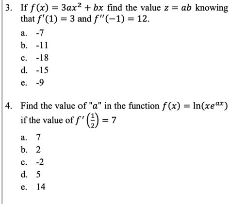 solved 3 if f x 3ax2 bx find the value z ab knowing that