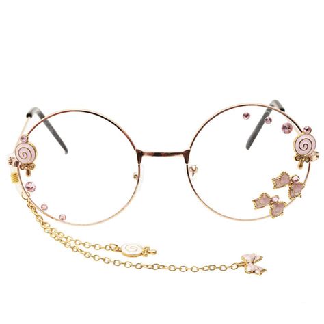 Cute Bowknot Lollipop Pendant Clear Optical Glasses Frame Women Round Girls Retro Gothic