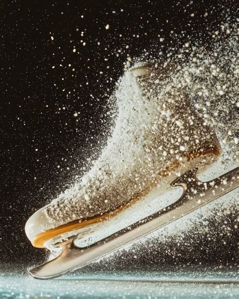 Artistic Close Up Of A Figure Skate Blade Cutting Through Ice