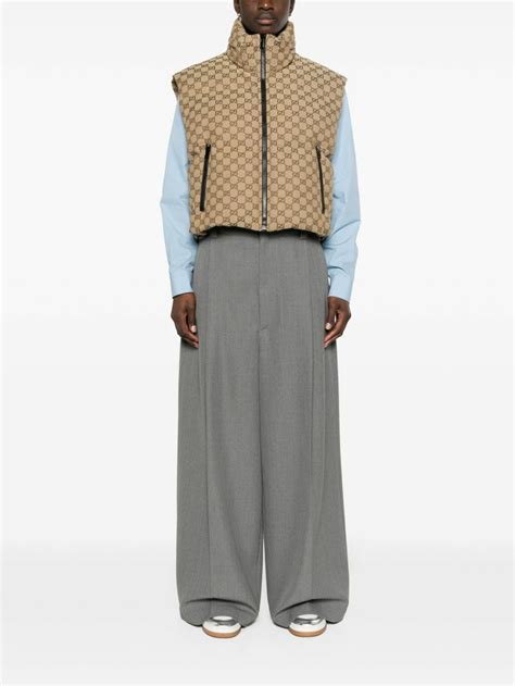 Gucci Beige Gg Canvas Padded Gilet Gucci