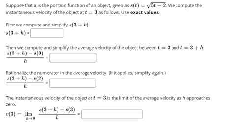 Solved Suppose That S Is The Position Function Of An Chegg
