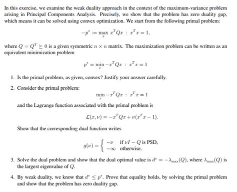 In This Exercise We Examine The Weak Duality
