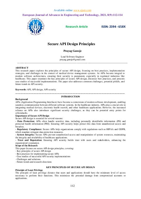 Pdf Secure Api Design Principles