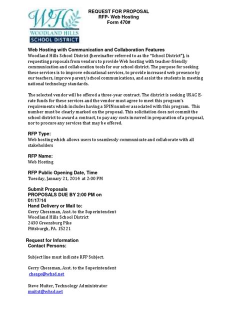 Website Hosting Request For Proposal Rfp Pdf Request For Proposal Computing