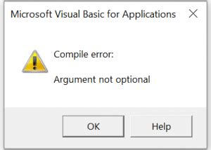 How Do You Fix Compile Error Argument Not Optional VBA And VB Net Tutorials Education And