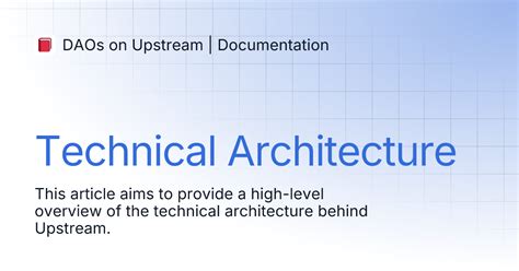 Technical Architecture Daos On Upstream Documentation