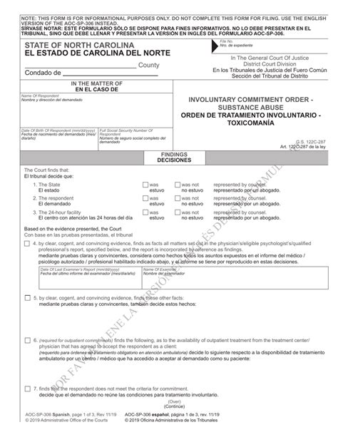 Form Aoc Sp 306 Download Printable Pdf Or Fill Online Involuntary