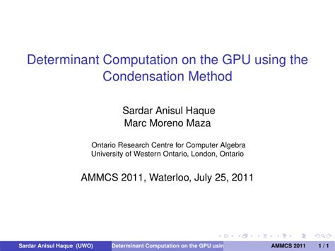 [ppt] determinant computation on the gpu using the condensation