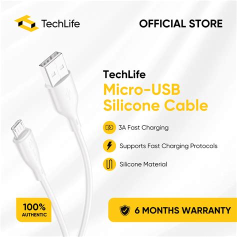 Techlife Micro Usb Cable Supports Fast Charging Protocols 3a Fast