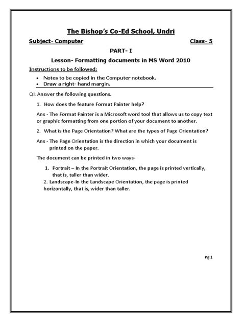 formating in ms word 2010 part 1 1 pdf