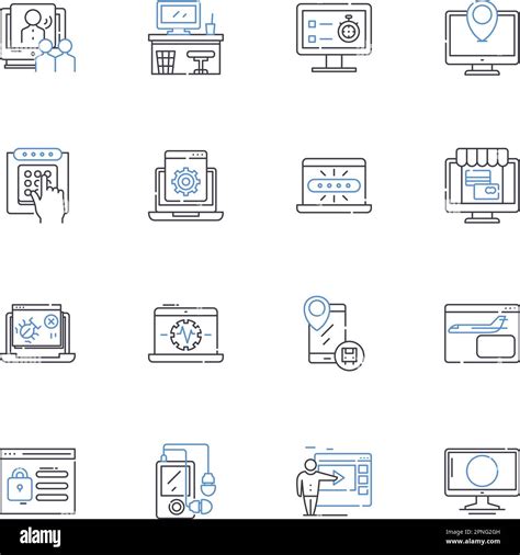 E Tail Line Icons Collection Online Shopping Retail Ecommerce Marketplace Internet