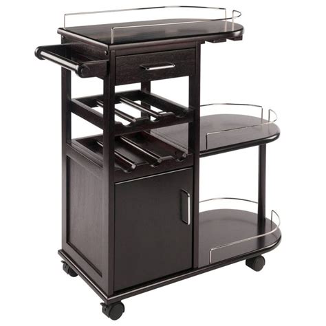 Winsome Jimmy Entertainment Cart Dark Espresso Modern Rolling Storage