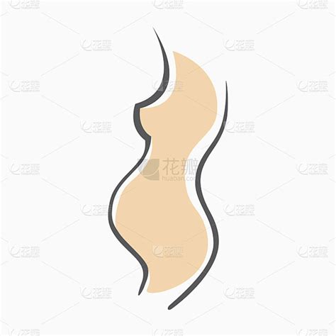 一个怀孕女孩的卡通图标。一个孩子的出生。矢量图形插图，剪影设计。