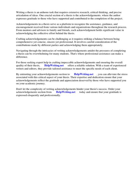 Acknowledgements Format Thesis Pdf Thesis Gratitude