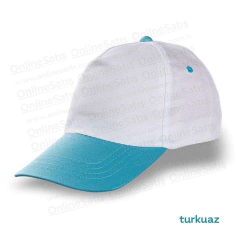 Polyester Şapka Beyaz Gövde Turkuaz Siper