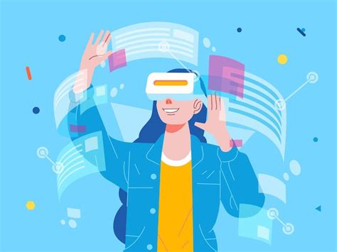Tecnologia De Realidade Virtual Digital Metaverse De Uma Garota Com óculos E Um Fone De Ouvido