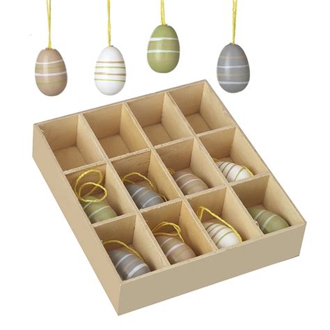 Heaven Sends Stripey Wooden Easter Egg Decorations Ts